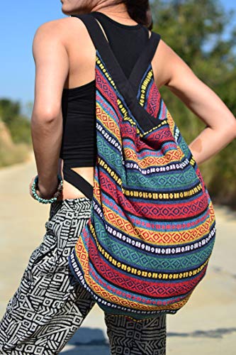 Luggage Hobo Crossbody Bag Shoulder Bag Travel Bag Messenger Bag Hippie Boho Bohemian Large Purse (Black)