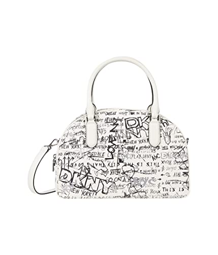 DKNY Erin Satchel White/Black Street Graffiti One Size