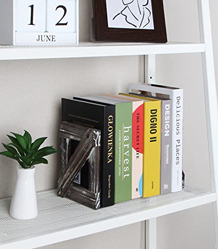 J JACKCUBE DESIGN Rustic Bookends 1 Pair, Decorative Farmhouse Bookend for Heavy Books Magazine DVD on Desk Table Shelf - MK709A