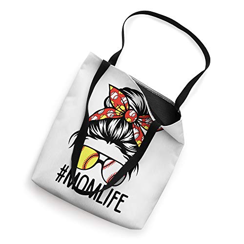 Dy Mom Life Softball Baseball Mothers Day Messy Bun Tote Bag