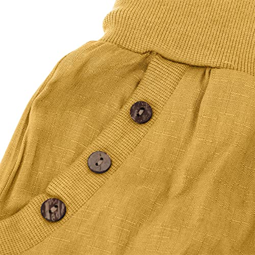 lightenung Deals fold Over Yoga Pants for Women Capri Pants for Women Plus Size Cotton Linen Cropped Pants Drawstring Elastic Waist Cargo Capri Pants for Work Yellow S