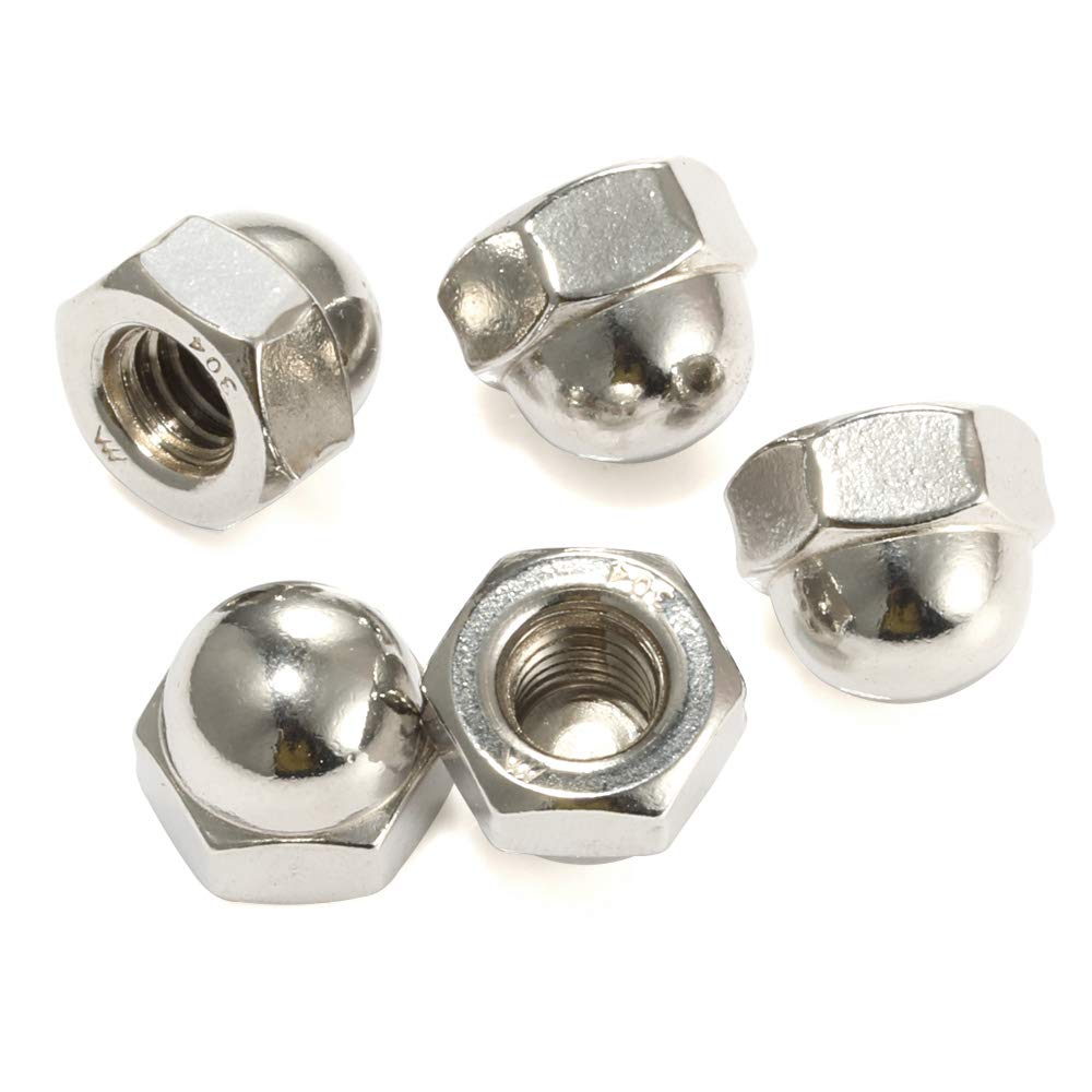 #10-32 Acorn Hex Cap Dome Head Nuts, 304 Stainless Steel 18-8, Bright Finish, Pack of 50