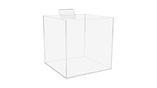 Marketing Holders Slatwall 5 Inch Square Bin Hanging 5 Sided Cube Premium Acrylic Storage Box Garages Boutiques Candy Movie Theatres Cups Shot Glasses
