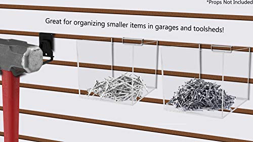 Marketing Holders Slatwall 5 Inch Square Bin Hanging 5 Sided Cube Premium Acrylic Storage Box Garages Boutiques Candy Movie Theatres Cups Shot Glasses