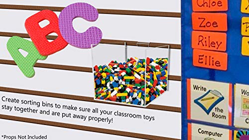 Marketing Holders Slatwall 5 Inch Square Bin Hanging 5 Sided Cube Premium Acrylic Storage Box Garages Boutiques Candy Movie Theatres Cups Shot Glasses