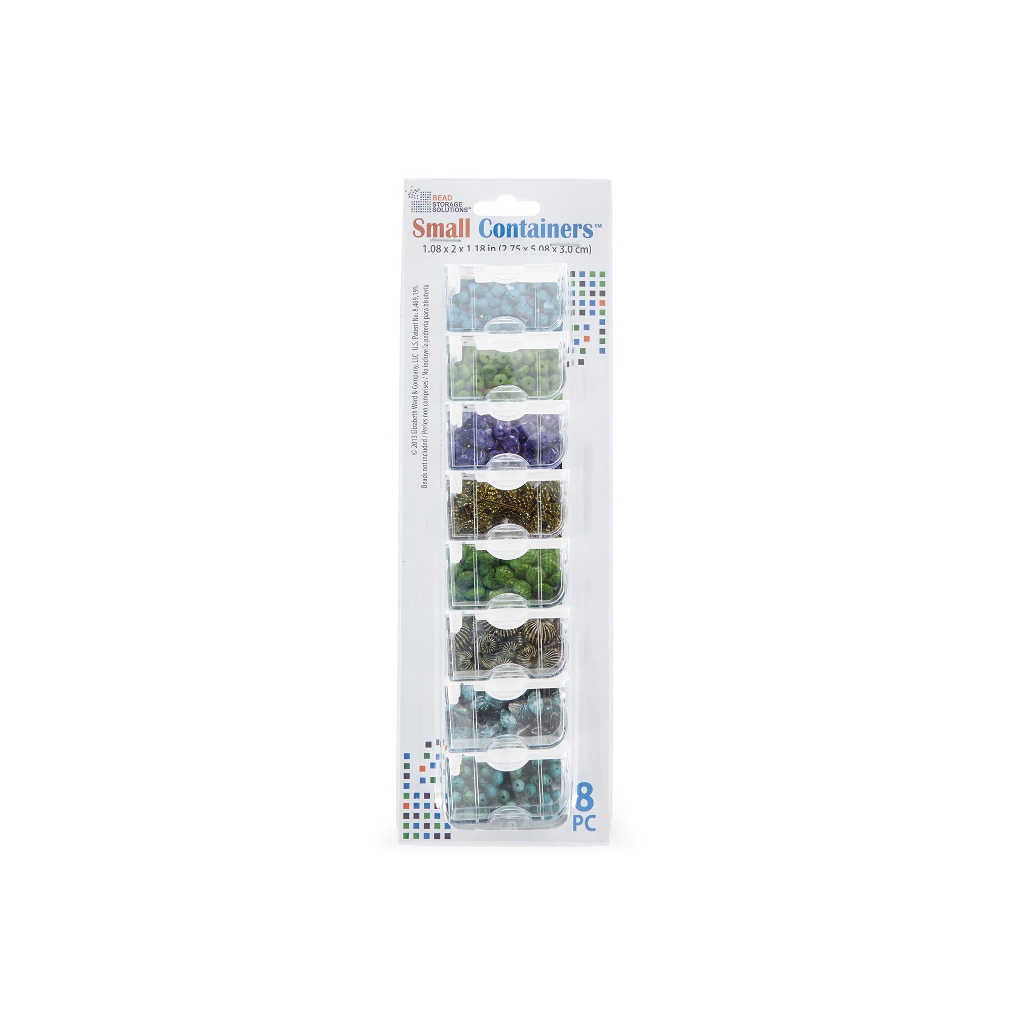 Elizabeth Ward Bead Storage Solutions 8 Piece Bead Small Organizing Storage Containers for Beads, Crystals, Fasteners, and More, Clear (3 Pack)
