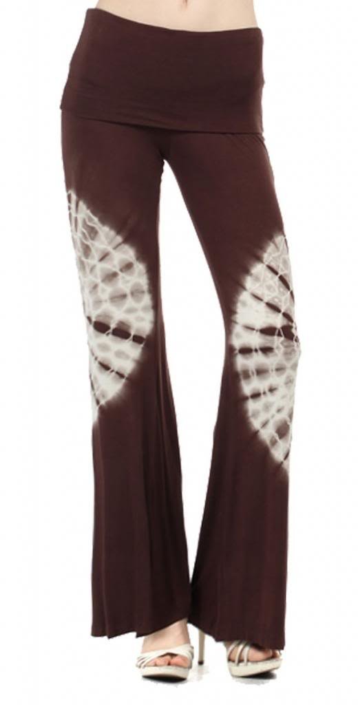 SugarRock Women Paisley Palazzo Pants Fold-Over Waist Wide Leg