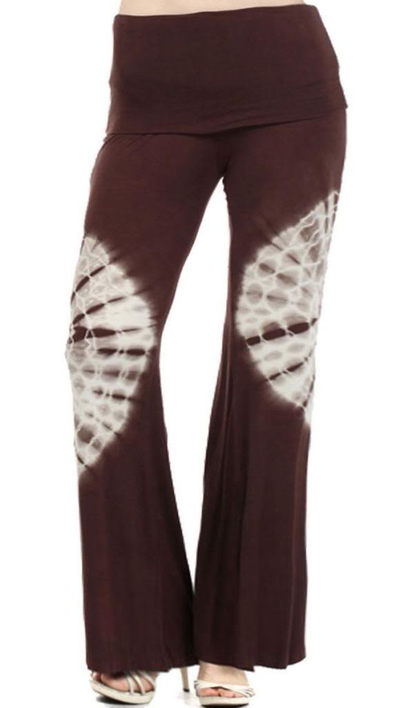 SugarRock Women Paisley Palazzo Pants Fold-Over Waist Wide Leg