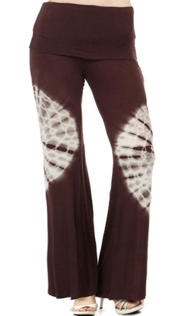 SugarRock Women Paisley Palazzo Pants Fold-Over Waist Wide Leg