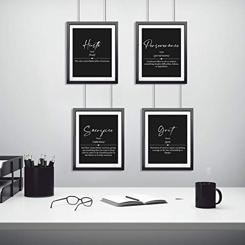 9 Pieces Inspirational Office Wall Art Grind Hustle Execution Motivational Wall Art Success Quote Office Wall Art, Entrepreneur Posters Inspirational Quote Wall Decor for Office Living Room (Black)