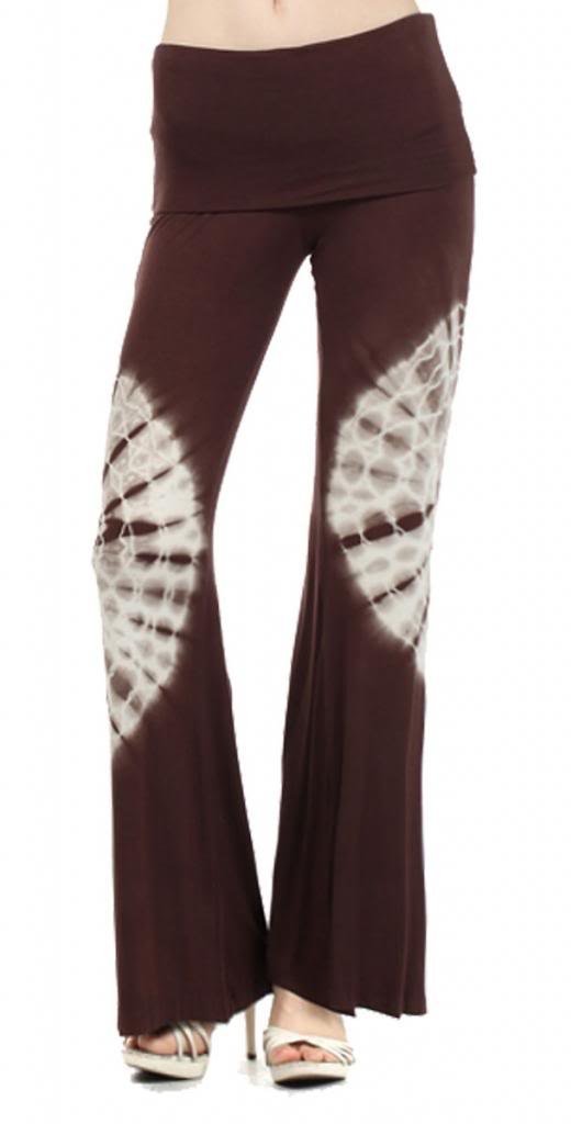 SugarRock Women Paisley Palazzo Pants Fold-Over Waist Wide Leg