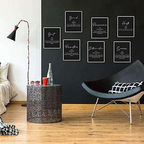 9 Pieces Inspirational Office Wall Art Grind Hustle Execution Motivational Wall Art Success Quote Office Wall Art, Entrepreneur Posters Inspirational Quote Wall Decor for Office Living Room (Black)