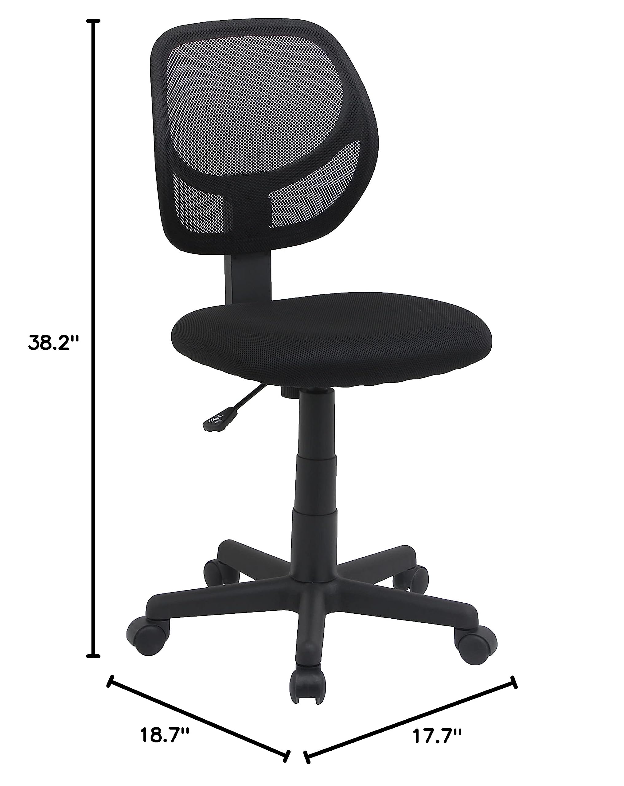 Amazon Basics Low-Back, Upholstered Mesh, Adjustable, Swivel Computer Office Desk Chair, Black
