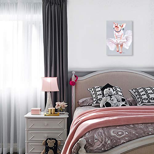 B BLINGBLING XMYATELi Pig Canvas Wall Art: Kawaii Pig Cosplay Room Decor Asthetic Room Decore with Frame and Ready to Hang (12"x16"x1 Panel)