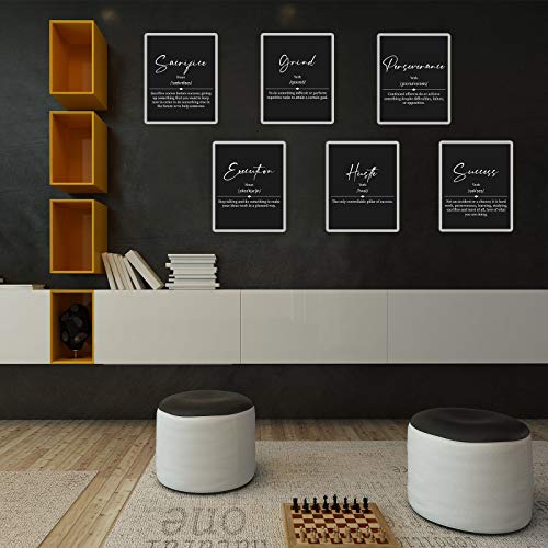 9 Pieces Inspirational Office Wall Art Grind Hustle Execution Motivational Wall Art Success Quote Office Wall Art, Entrepreneur Posters Inspirational Quote Wall Decor for Office Living Room (Black)