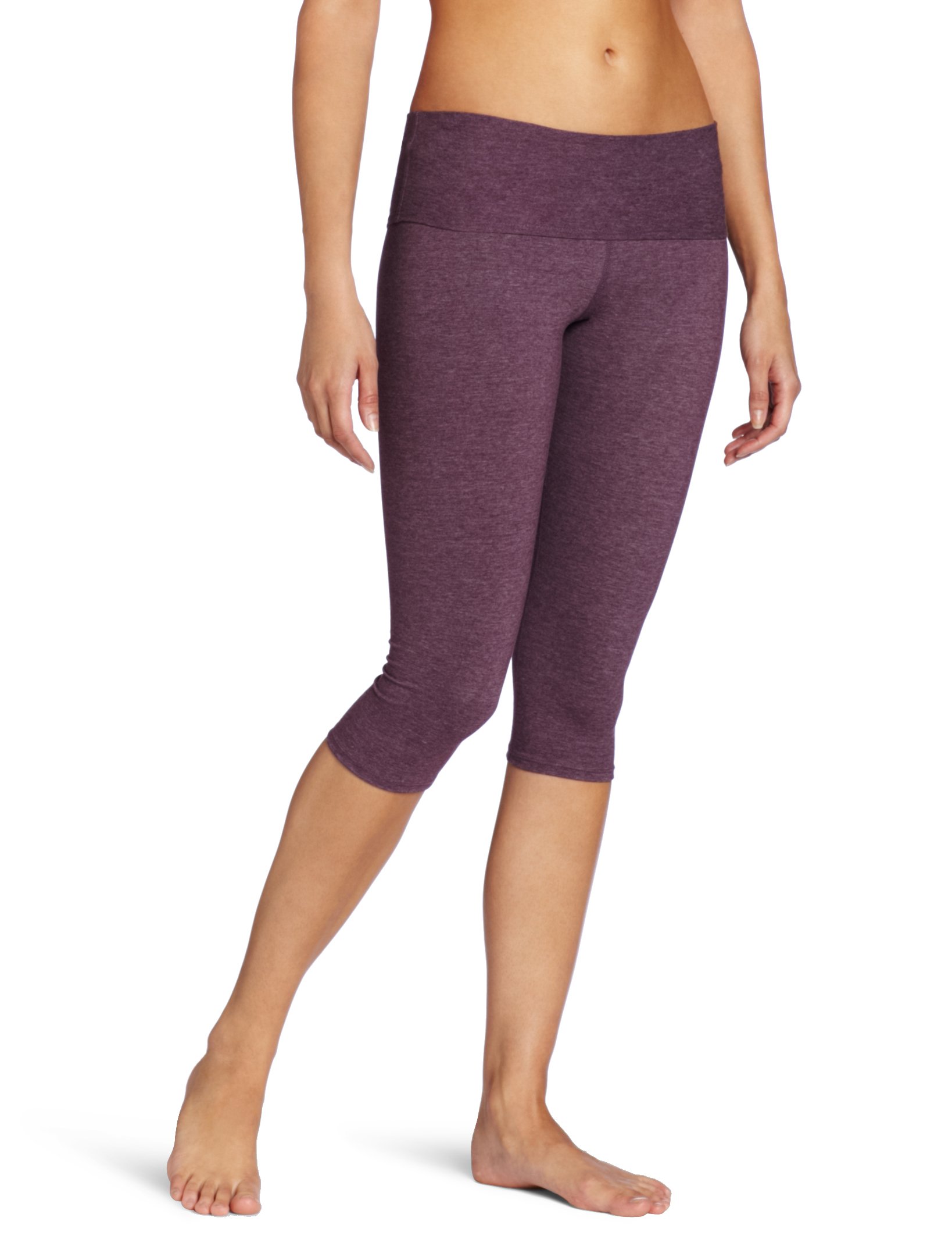 Beyond Yoga Fold Over Capri (Heathered Mahogany, X-Large)