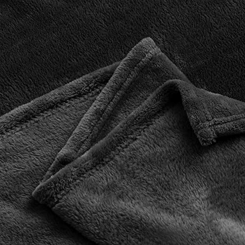 BEDELITE Fleece Blankets Black Throw Blankets for Couch & Bed, Plush Cozy Fuzzy Blanket 50" x 60", Super Soft & Warm Blankets for Spring and Summer