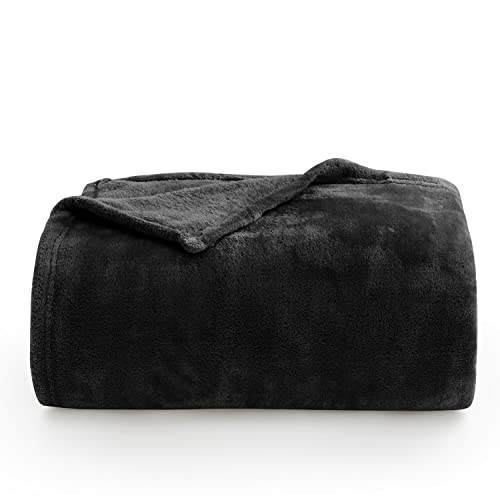 BEDELITE Fleece Blankets Black Throw Blankets for Couch & Bed, Plush Cozy Fuzzy Blanket 50" x 60", Super Soft & Warm Blankets for Spring and Summer