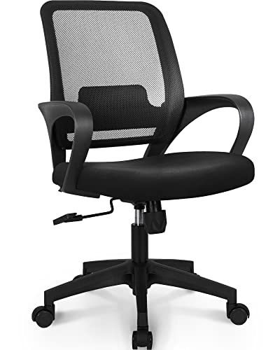 neo chair Office Chair Ergonomic Desk Chair Mesh Computer Chair Lumbar Support Modern Executive Adjustable Rolling Swivel Chair Comfortable Mid Black Task Home Office Chair, Black