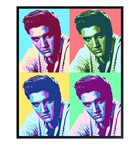Elvis Poster - 8x10 Andy Warhol Pop Art Modern Wall Decor - Decoration for Bedroom, Living Room, Office - Cool Gift for Country Music, Nashville, Graceland Fans - UNFRAMED Print
