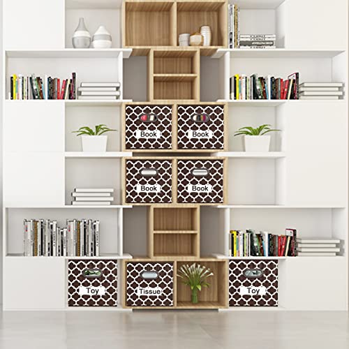 12 inch Cube Storage Organizer Bins-Foldable Fabric storage Cubes Bin Container Box, Closet Organizer Shelf Nursery Drawer for Clothes,Home,Office, Bedroom Set of 6 Deep Coffee with White lantern