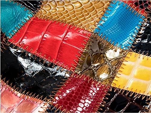 Aslana Women's Genuine Leather Wallet Patent Leather Retro Vintage Patchwork Embossed Flower Floral Wristlet Clutch Bag (Long, Long, Trifold Patent Leather Diamond)