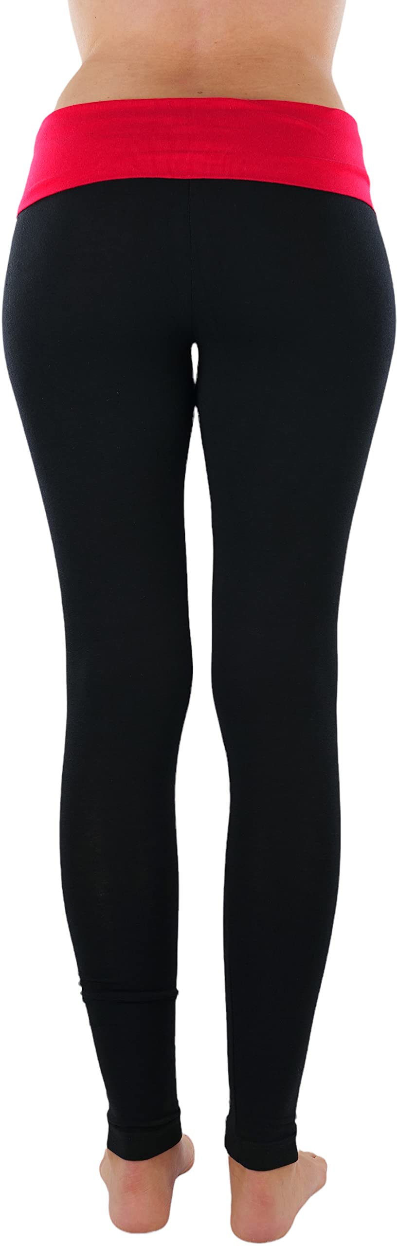 ToBeInStyle Women's Heather Side Striped Active Pants - Fold Over - Red - Small