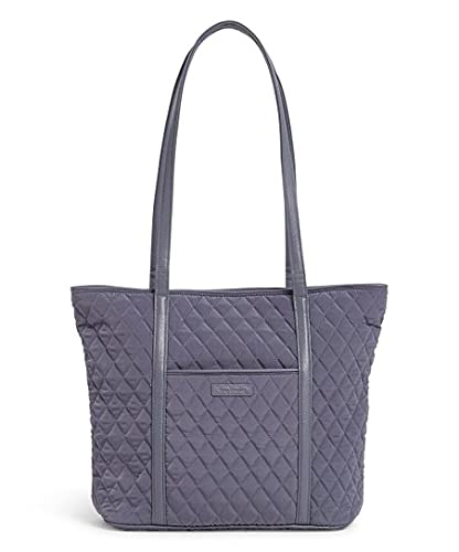 Vera Bradley Women's Small Trimmed Vera Totes, Microfiber, Carbon Gray