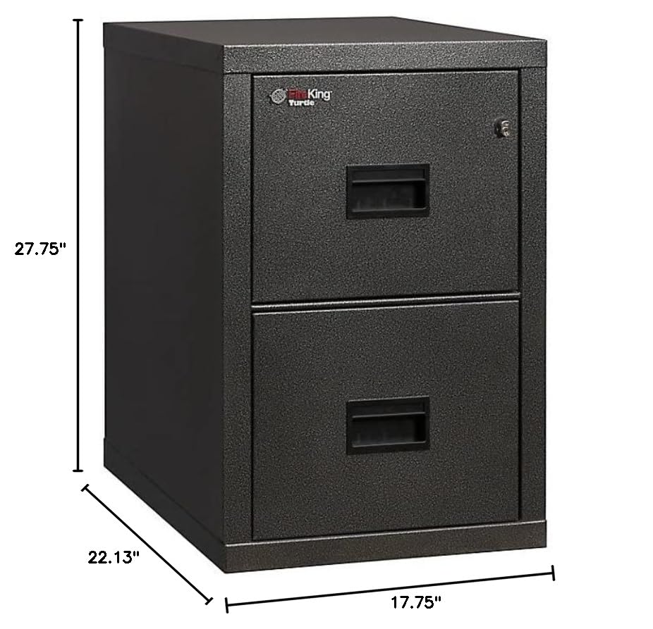 Fire Resistant File Cabinet - 2 Drawer Let/Leg. 22" Depth Black