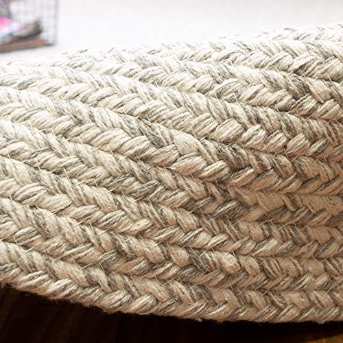 Super Area Rugs Farmhouse Braided Rug Cotton Kitchen Reversible Carpet, Gray & White, 6' Round