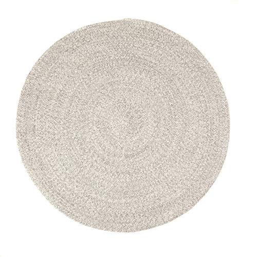Super Area Rugs Farmhouse Braided Rug Cotton Kitchen Reversible Carpet, Gray & White, 6' Round