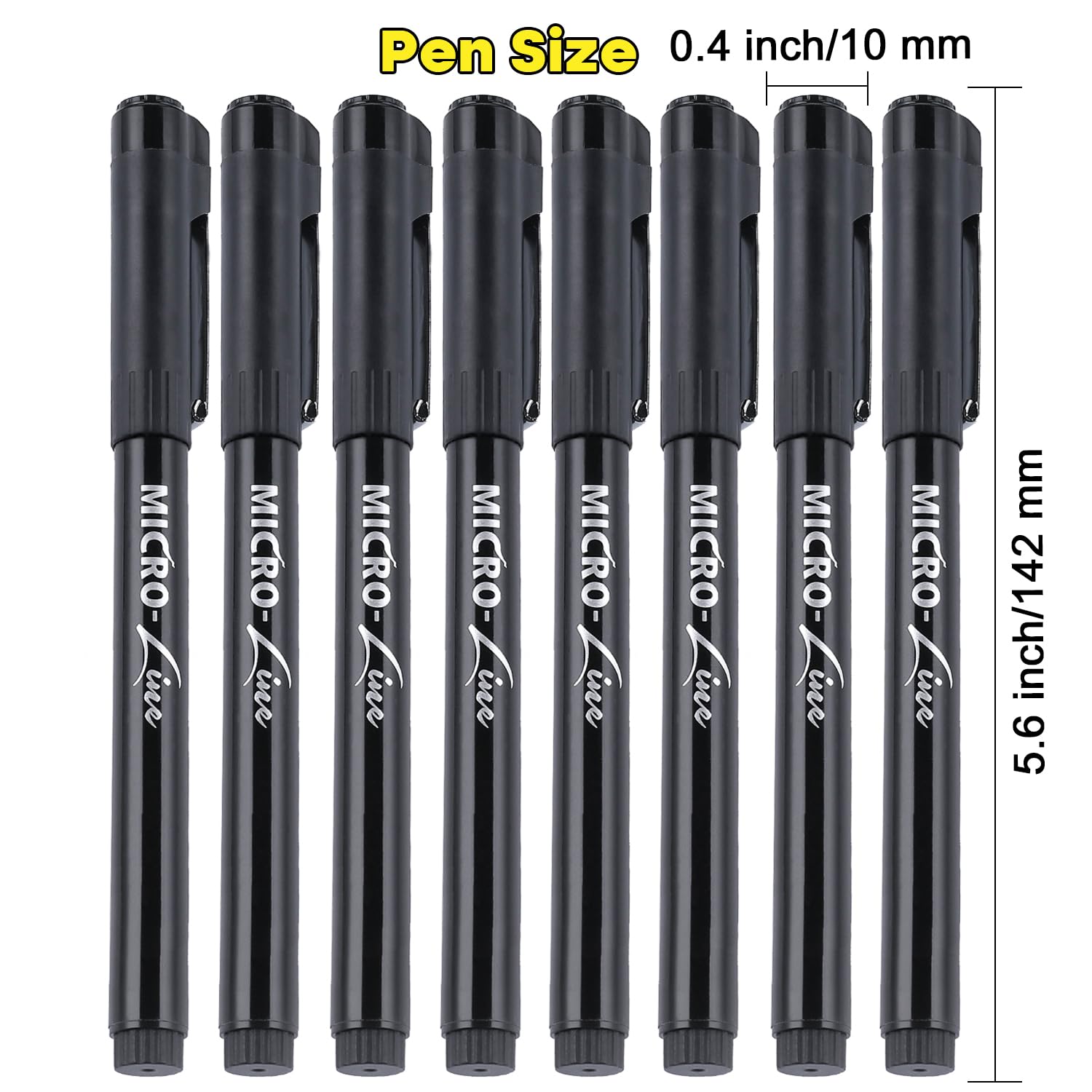 Dyvicl Hand Lettering Pens, Calligraphy Brush Pens Art Markers for Beginners Writing, Sketching, Art Drawing, Illustration, Scrapbooking, Journaling, Black Ink Pen Set, 8 Sizes