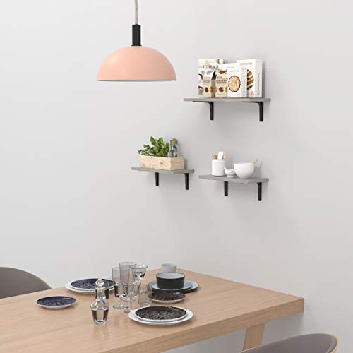 LHZLANG Floating Shelves Home Living Room Bathroom Kitchen Decor Rustic Wall Mounted Storage Shelf Rack Set of 3 (Grey)