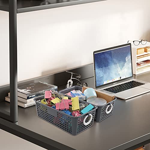 Obstnny 12 Packs Mini Plastic Useful Basket, Desktop Storage Basket Bin, Gray