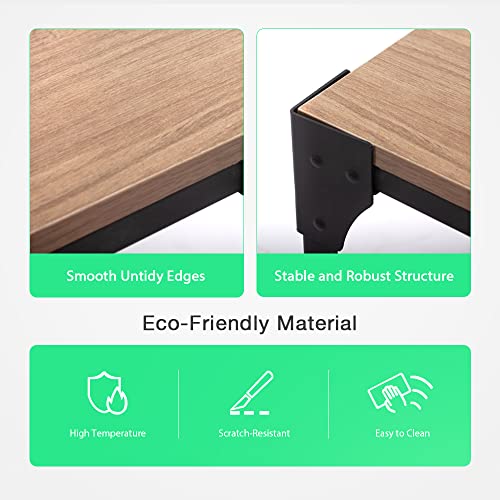 Coral Flower Modern 48 Inch Wood Board Coffee Table for Living Room with Industrial Design Farmhouse Style, Sturdy Metal Frame, and Bottom Storage Shelf,Brown.