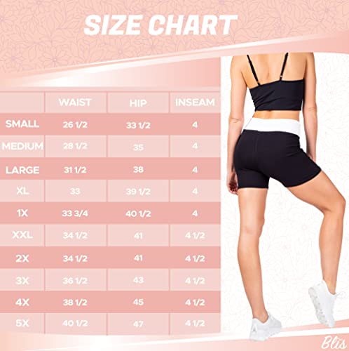 Blis 3 Pack Shorts for Women Foldover Biker Shorts for Women High Waisted Workout Yoga Shorts Booty Shorts for Women Black/White 1X
