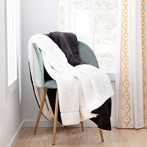 Linenspa Fleece and Sherpa Blanket - Super Soft - Breathable - Machine Washable - Polyester - Multiple Colors Available, Black, King (108”x90” Inches)
