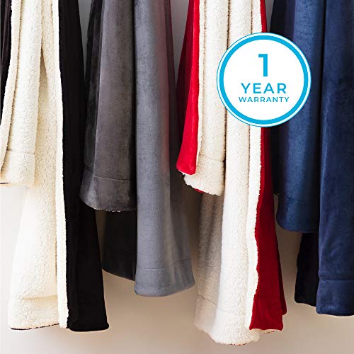 Linenspa Fleece and Sherpa Blanket - Super Soft - Breathable - Machine Washable - Polyester - Multiple Colors Available, Black, King (108”x90” Inches)