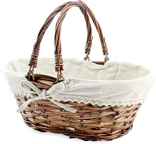 Cornucopia Wicker Basket with Handles (Reddish Brown), for Fall Decor, Easter, Picnics, Gifts, Home Decor and More, 13 x 10 x 6 Inches