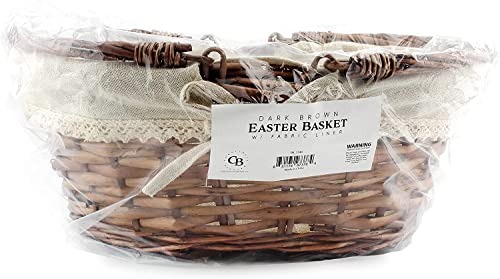 Cornucopia Wicker Basket with Handles (Reddish Brown), for Fall Decor, Easter, Picnics, Gifts, Home Decor and More, 13 x 10 x 6 Inches