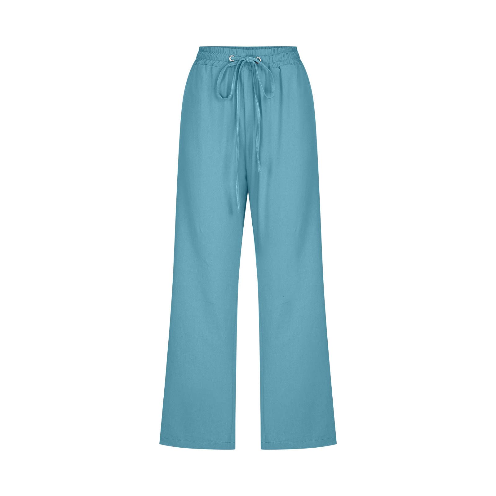 Wide Leg Linen Capri Pants for Women Capri Pants Casual 2023 Summer Drawstring Elastic High Waist Linen Pant Straight Wide Leg Cropped Trouser