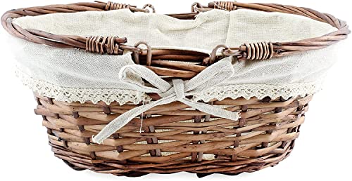 Cornucopia Wicker Basket with Handles (Reddish Brown), for Fall Decor, Easter, Picnics, Gifts, Home Decor and More, 13 x 10 x 6 Inches