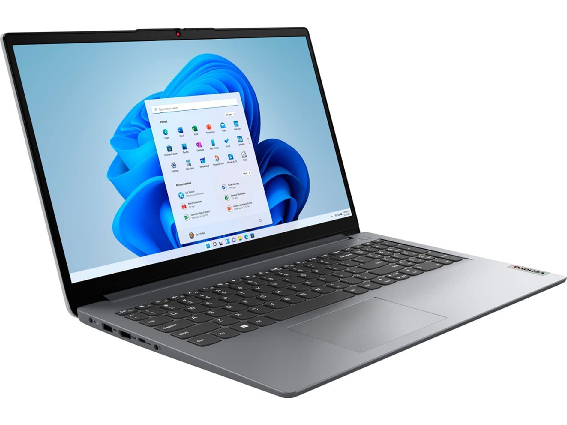 Lenovo 2022 IdeaPad 1 15.6" HD Laptop, Athlon Silver 3050U, 8GB RAM, 128GB eMMC Storage, AMD Radeon Graphics, HD Webcam, HDMI, WiFi 6, Grey, Windows 11 S. 32GB Snowbell USB Card