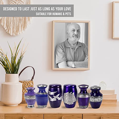 Keepsake Urns, Purple Urns Set of 6, Set of Six Keepsake Urns, Hand Crafted in India by Small Family Business.