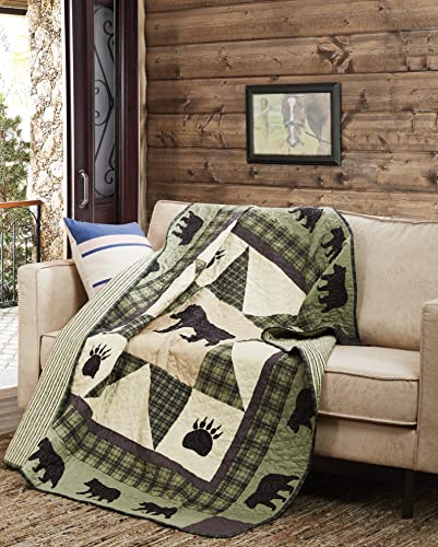 Virah Bella Quilted Throw Blanket 50" x 60" Bear Star Lightweight Throw Quilt Great for Loungers & Extra Bedding - Beautiful Lodge-Themed Blanket
