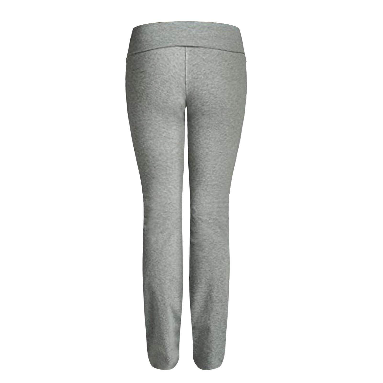 CTRLZS Fold Over Waist Bootcut Yoga Pants for Women Plus Size Tummy Control Stretch Comfy Workout Running Bootleg Flare Pants(Grey,Small)