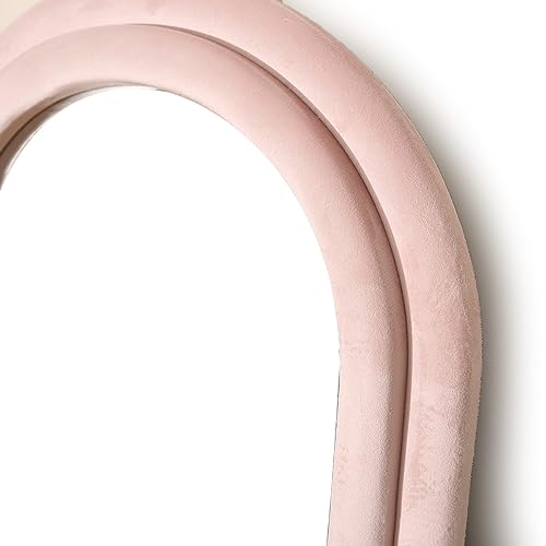 Otlsh Floor Mirror, Arched Full Length Mirror with Stand, Standing Mirror, 63"x24" Full Body Mirror, Large Mirror, Wall Mirror, Freestanding, Wall Mounted, Flannel Frame - Pink