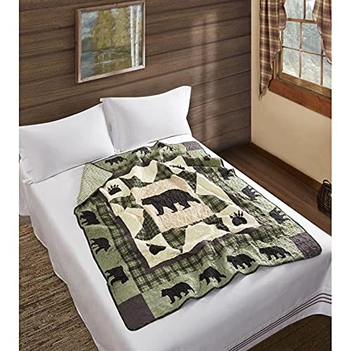 Virah Bella Quilted Throw Blanket 50" x 60" Bear Star Lightweight Throw Quilt Great for Loungers & Extra Bedding - Beautiful Lodge-Themed Blanket