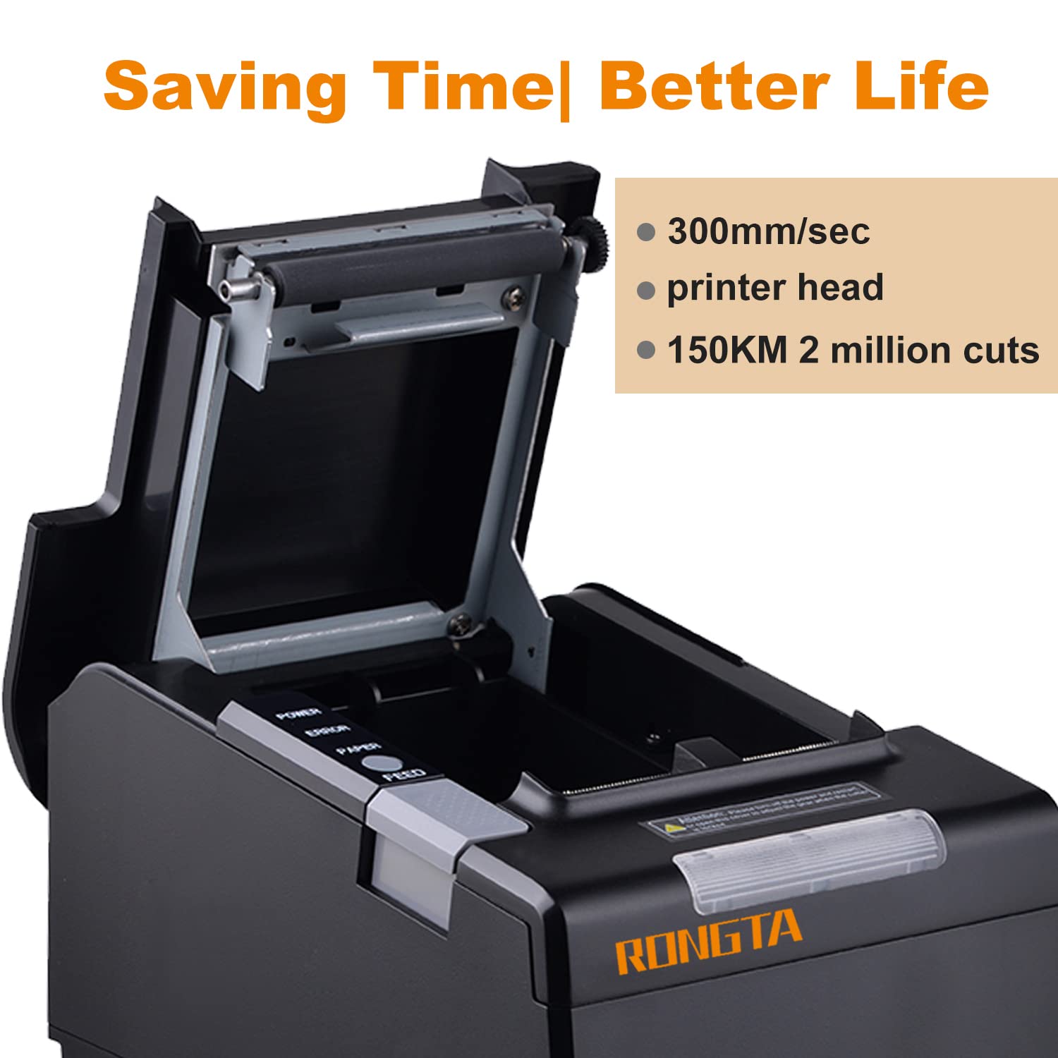 RONGTA 80mm Thermal Receipt Printer for Restaurant Kitchen, POS Printer with Auto Cutter, USB Serial Ethernet Interface for ESC/POS, Support Windows/Mac/Linux Cash Drawer, Do not Square/Clover (RP850)