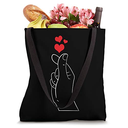 Finger Heart Korean K-Pop Fan K-Drama Oppa Lover Tote Bag